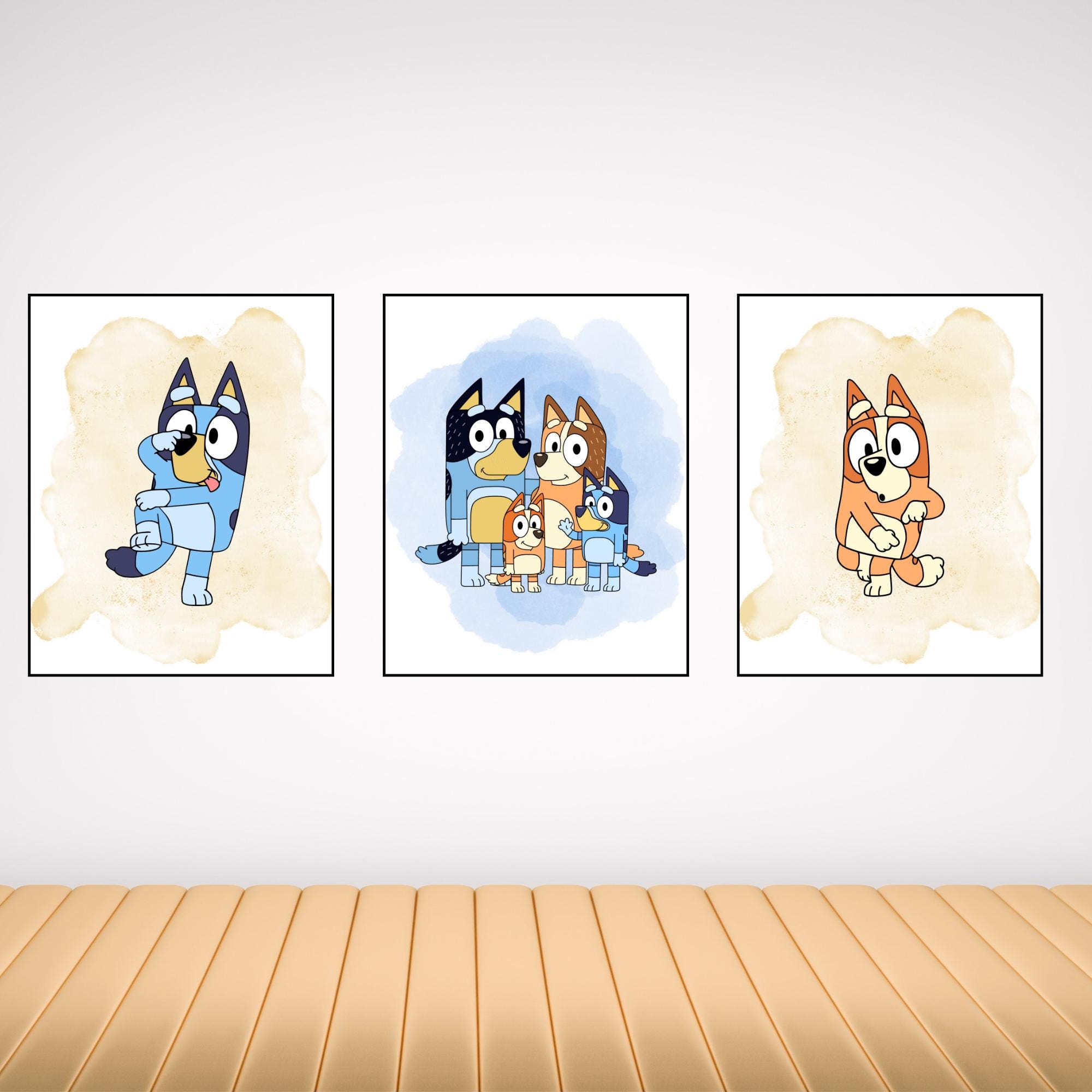 BLUEY Digital Printable Wall Art, Play Room Wall Print, Blue Dog ...