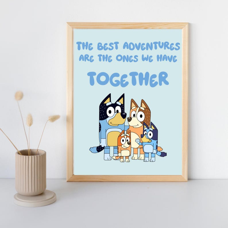 BLUEY Digital Printable Wall Art, Play Room Wall Print, Blue Dog ...