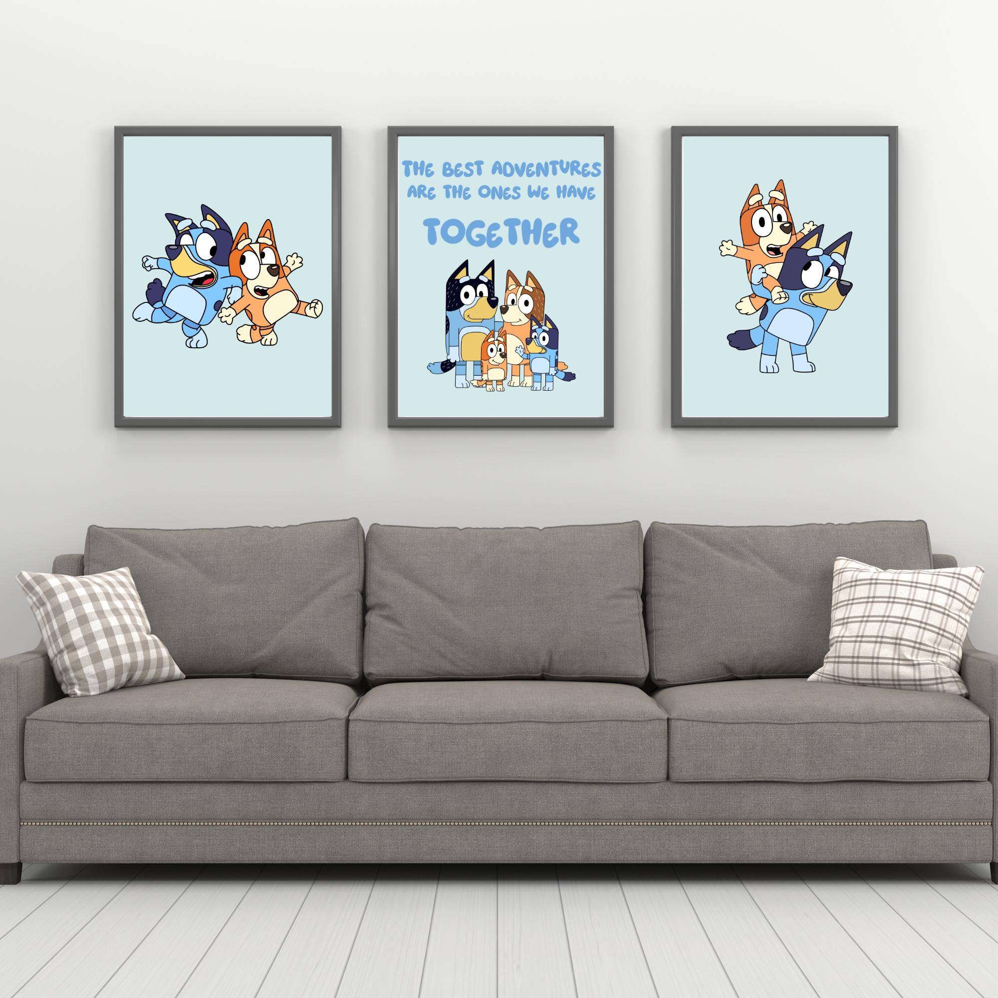 BLUEY Digital Printable Wall Art, Play Room Wall Print, Blue Dog ...