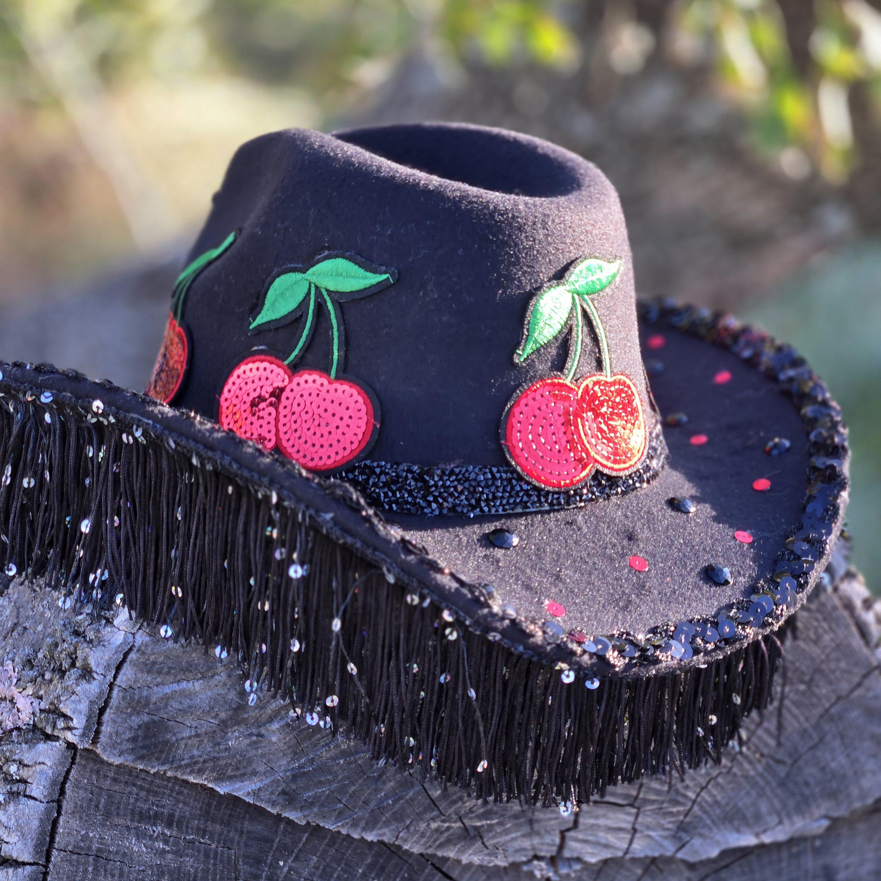 Black Cherry Cowboy Hat, One of a Kind Cowgirl Hat, 1950's Rockabilly ...