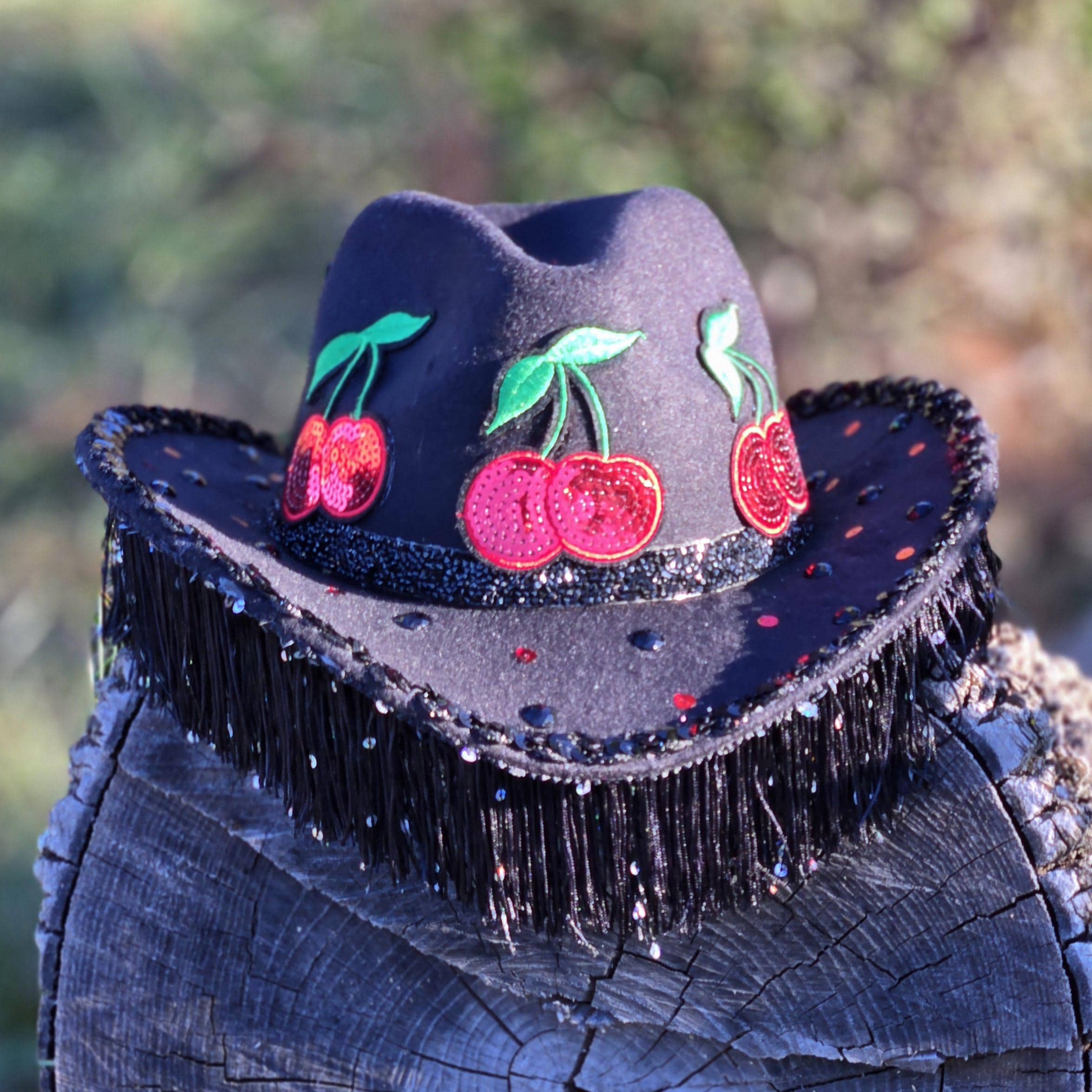 Black Cherry Cowboy Hat, One of a Kind Cowgirl Hat, 1950's Rockabilly ...