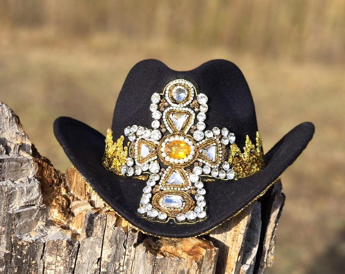 Black Cross Cowboy Hat, Contry and Western Cowboy Hat, Cross Clothing ...