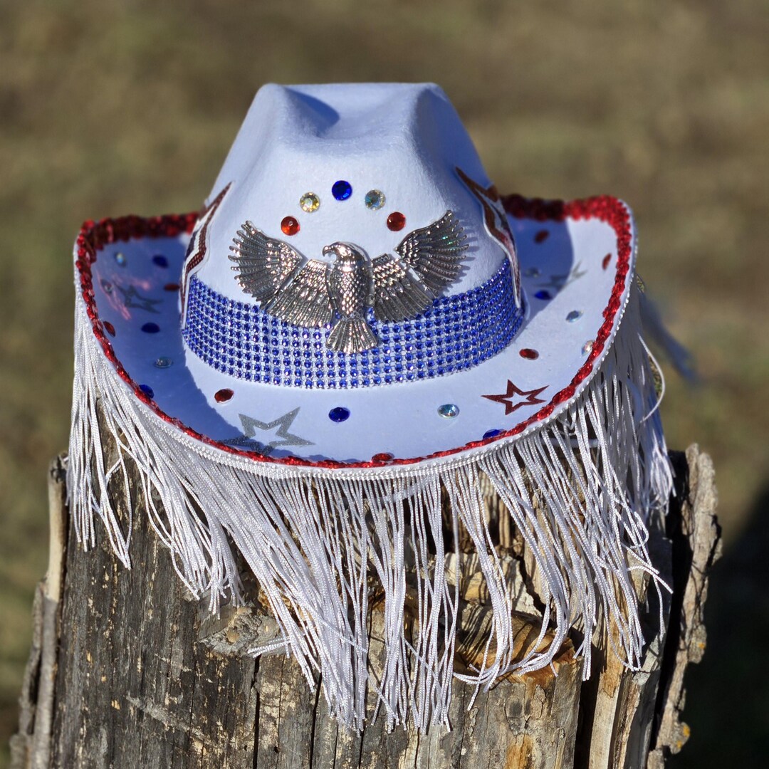 American Eagle Cowboy Hat, Patriotic Red White and Blue, 4th of July ...