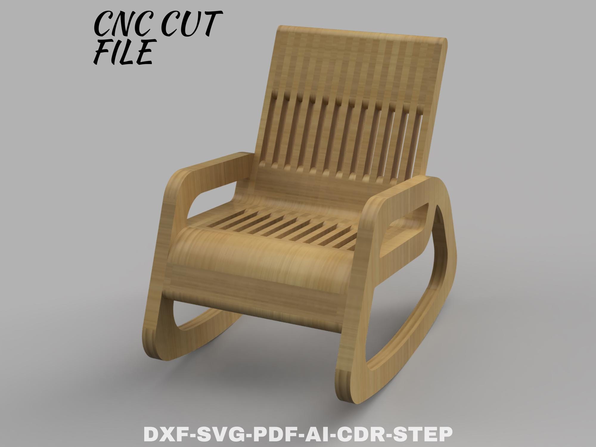 Parametric Chair Rocking Chair CNC Cutting Files (cnc Machine Routers ...