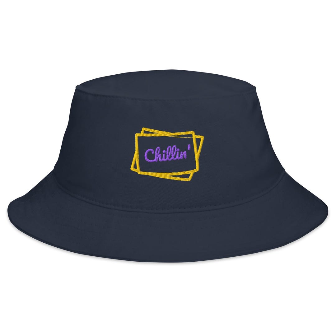 Chillin' Embroidered Bucket Hat Bucket Hat With Purple and Yellow ...