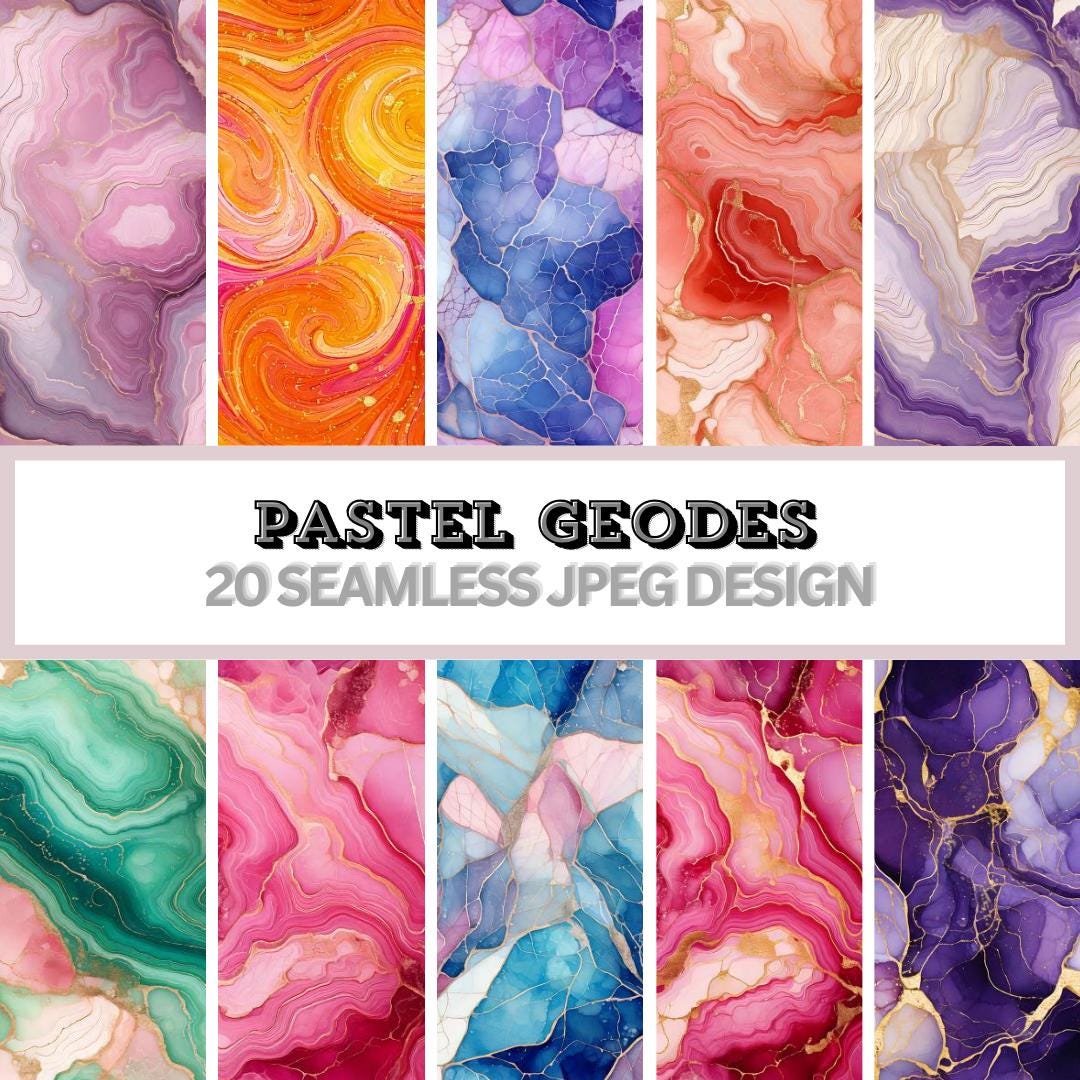 INSTANT DOWNLOAD,20 Pastel Geodes Pattern, Printable Scrapbook Paper ...