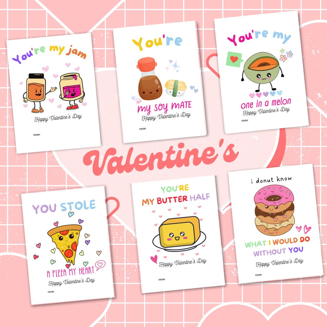 INSTANT DOWNLOAD, 6 Printable Pun Valentine's Day Cards, Classroom ...