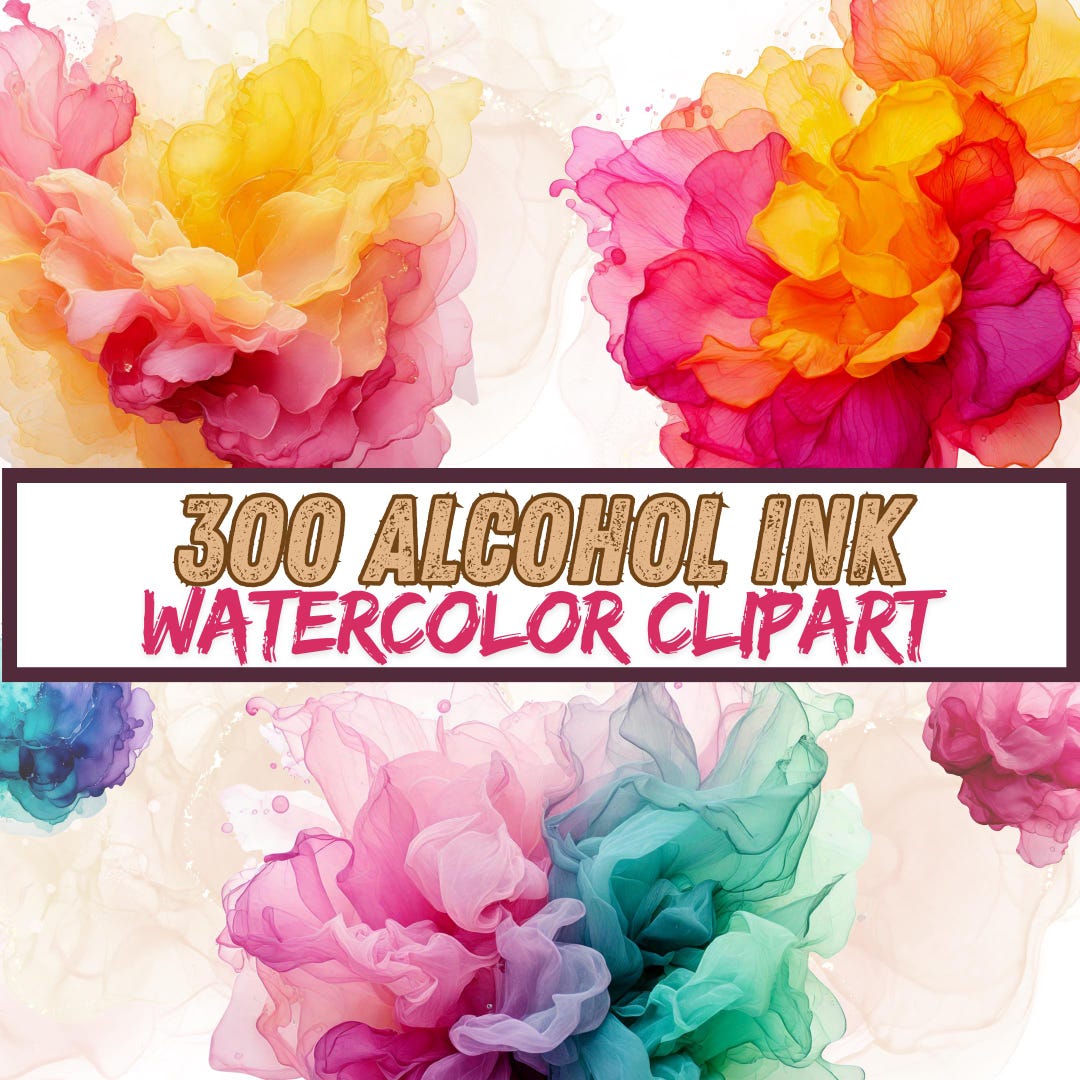 INSTANT DOWNLOAD, 300 Pastel Watercolor Alcohol Ink Splash Clipart ...