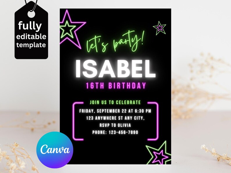 Editable Birthday Party Invitation, Birthday Invitation Editable ...