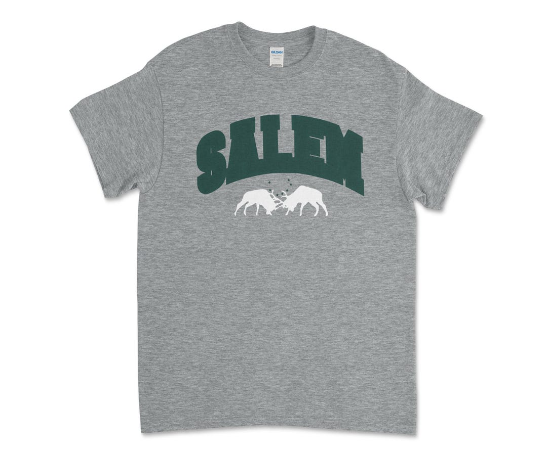 Salem Collegiate Green Logo Bulls Deer Grey Gray T-shirt Tee Shirt ...