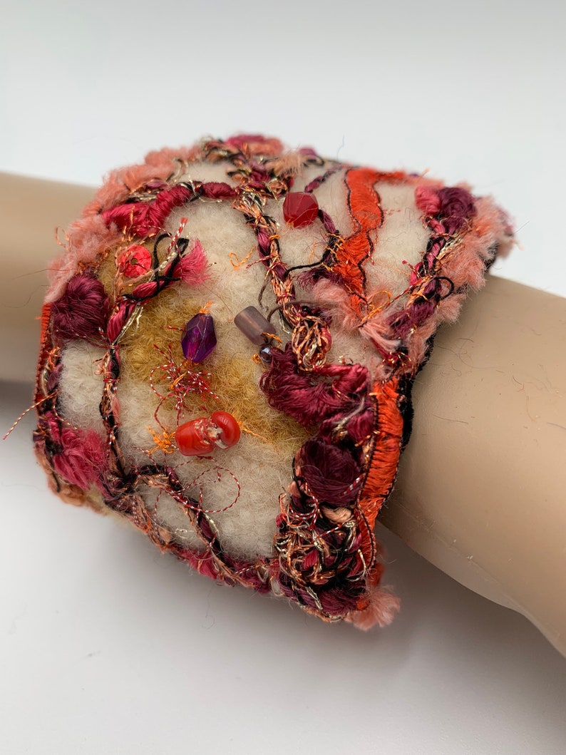 Wearable Fiber Art Bracelet Sustainable Jewelry OOAK - Etsy