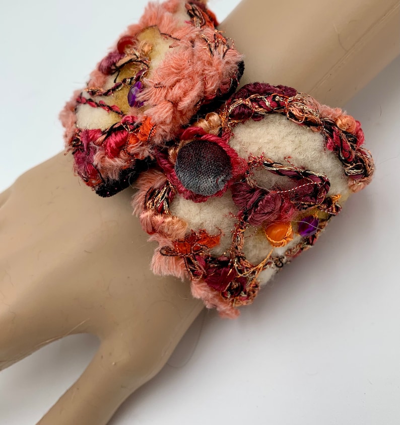 Wearable Fiber Art Bracelet Sustainable Jewelry OOAK - Etsy