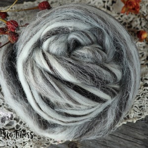JACOB Natural Wool Roving Combed Top Spinning or Felting Fiber Humbug ...