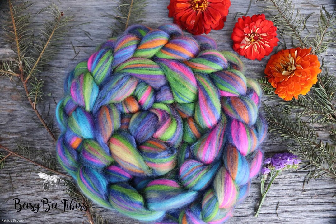 Flower Child Merino Wool Roving: Tussah Silk Blend for Spinning ...