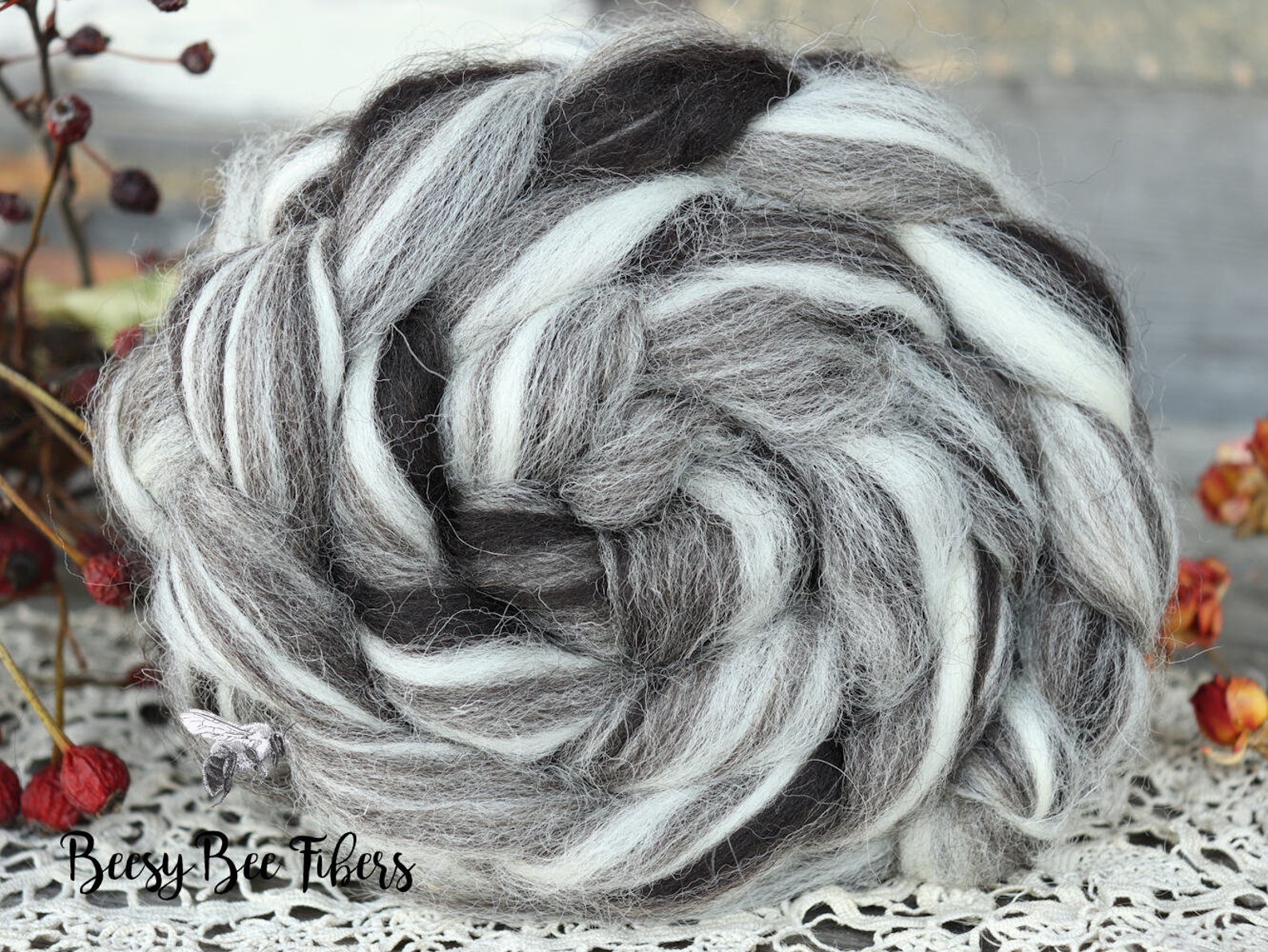 JACOB Natural Wool Roving Combed Top Spinning or Felting Fiber Humbug ...