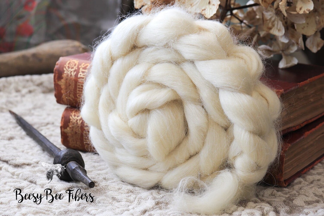 WENSLEYDALE Wool Roving Combed Top Natural White Ecru Spinning Dyeing ...