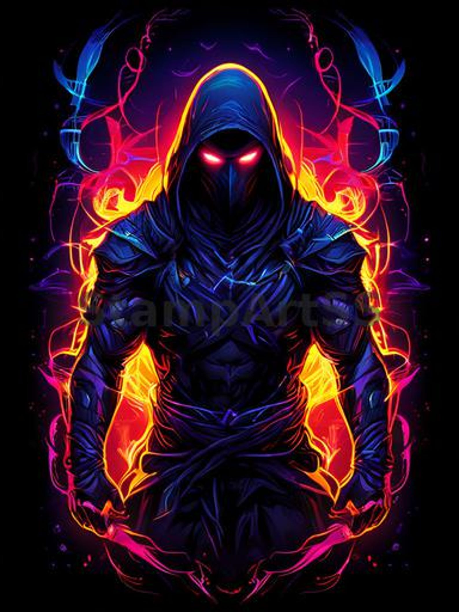 30 Neon Ninja Warrior Art Designs – Symmetrical, Ultra-detailed Digital ...