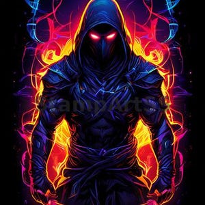 30 Neon Ninja Warrior Art Designs – Symmetrical, Ultra-detailed Digital ...