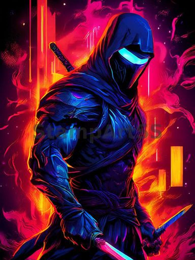 30 Neon Ninja Warrior Art Designs Symmetrical, Ultra-detailed Digital ...