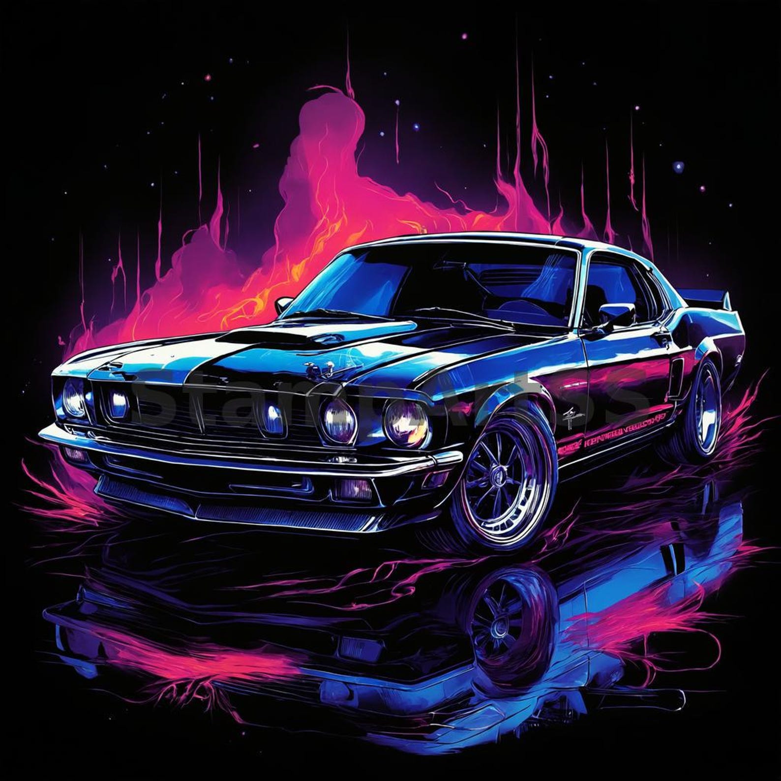 32 Neon Muscle Car T-shirt Designs High-resolution Digital Art in Dan ...