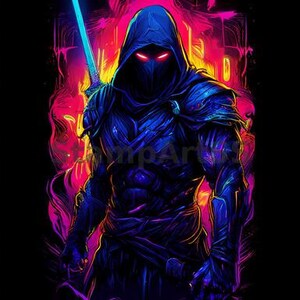 30 Neon Ninja Warrior Art Designs – Symmetrical, Ultra-detailed Digital ...