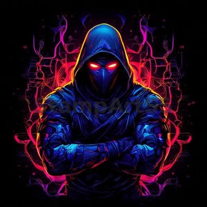 30 Neon Ninja Warrior Art Designs – Symmetrical, Ultra-detailed Digital ...