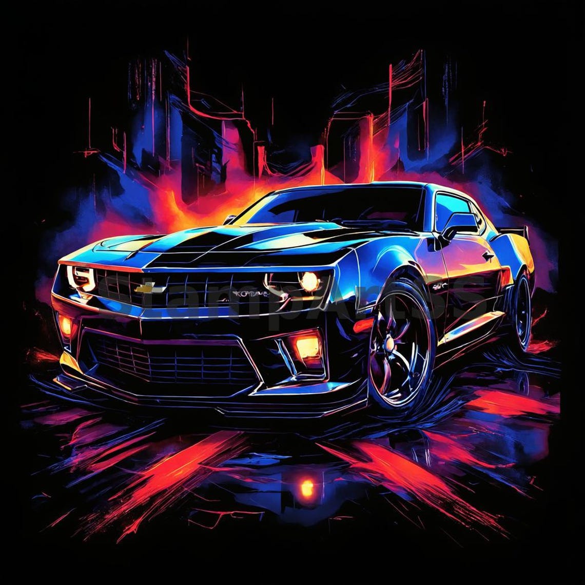 32 Neon Muscle Car T-shirt Designs High-resolution Digital Art in Dan ...