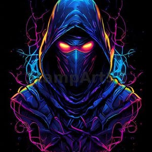30 Neon Ninja Warrior Art Designs – Symmetrical, Ultra-detailed Digital ...