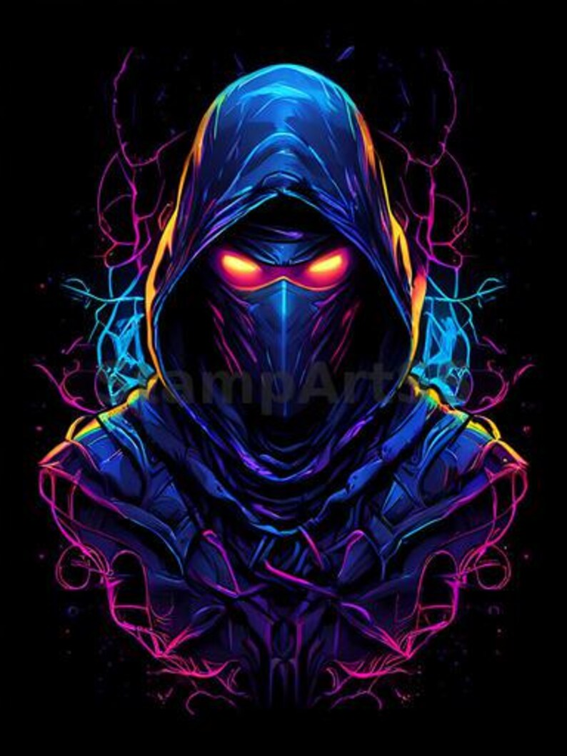 30 Neon Ninja Warrior Art Designs Symmetrical, Ultra-detailed Digital ...