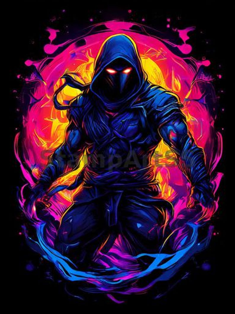 30 Neon Ninja Warrior Art Designs – Symmetrical, Ultra-detailed Digital ...