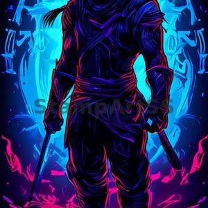 30 Neon Ninja Warrior Art Designs – Symmetrical, Ultra-detailed Digital ...