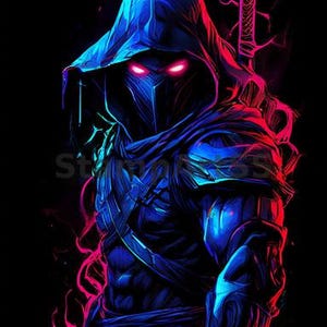 30 Neon Ninja Warrior Art Designs – Symmetrical, Ultra-detailed Digital ...