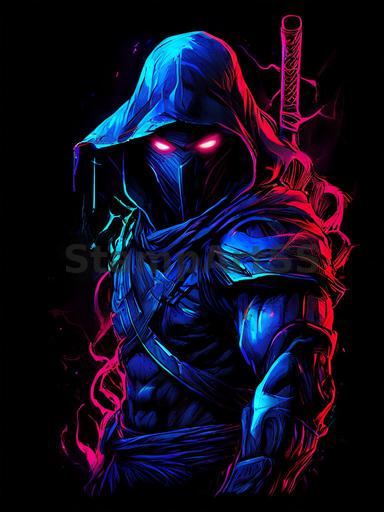 30 Neon Ninja Warrior Art Designs – Symmetrical, Ultra-detailed Digital ...