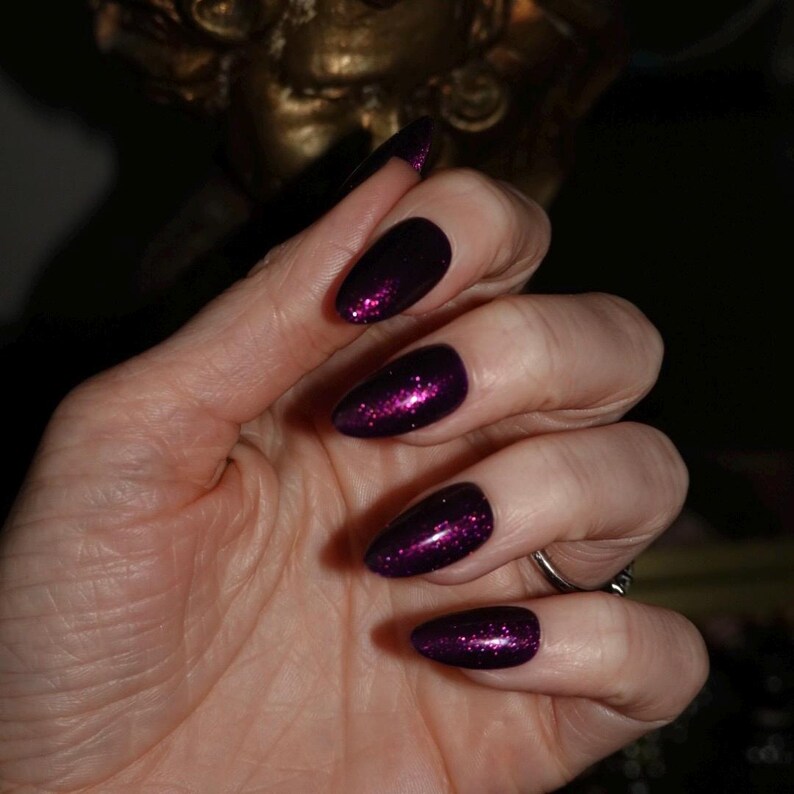 Spellbound Press on Nails, Sparkly Nails, Dark Purple Nails, Gel Nails ...