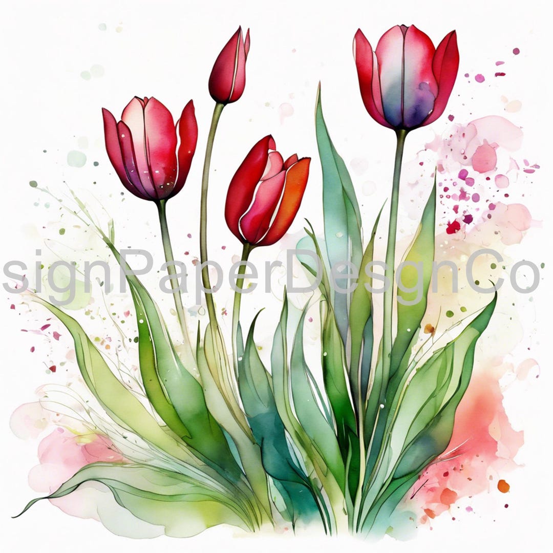 Watercolor Tulips Clip Art for Crafting Scrapbooking Card Making - Etsy