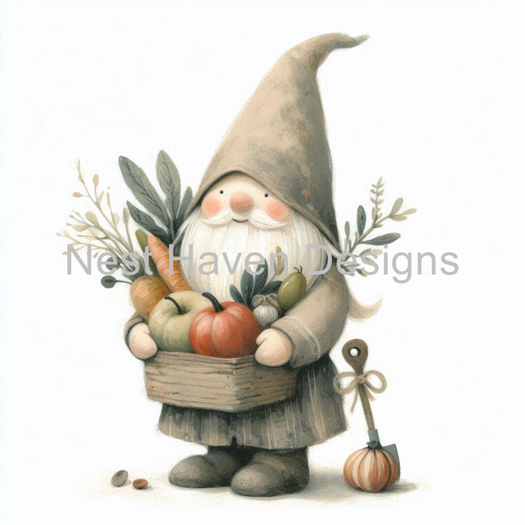 10 Watercolor Garden Gnome Clip Art for Crafting Scrapbooking Card ...