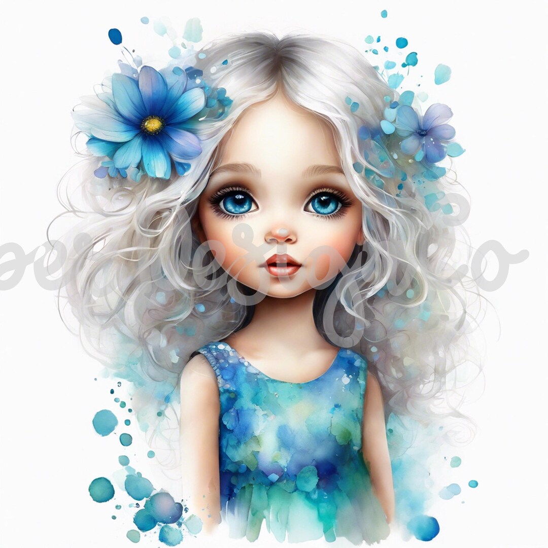 Whimsical Girls Clip Art: Watercolor Illustrations for Crafts, Cards ...