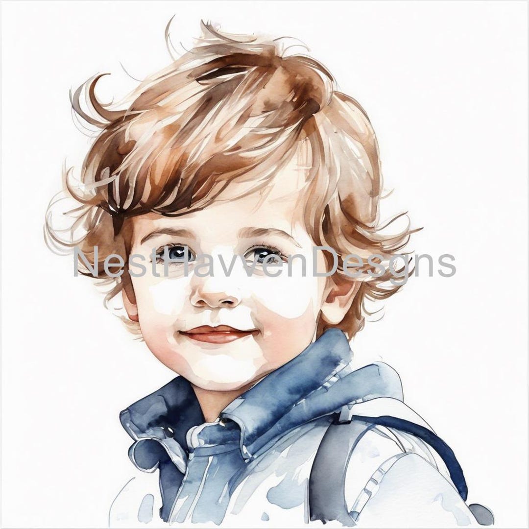 10 Watercolor Cute Boys Clip Art for Crafting Scrapbooking Card Making ...