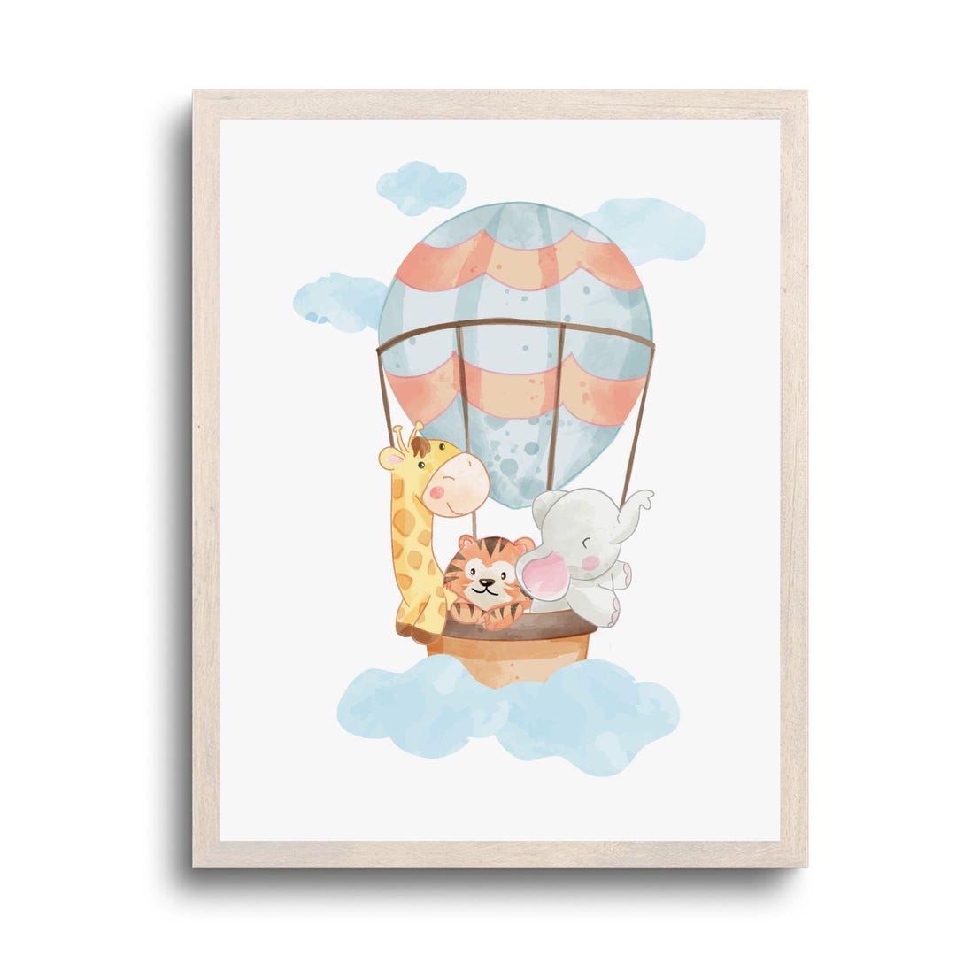Friends, Hot Air Balloon, Printable Wall Art, Watercolor Print, Nursery ...