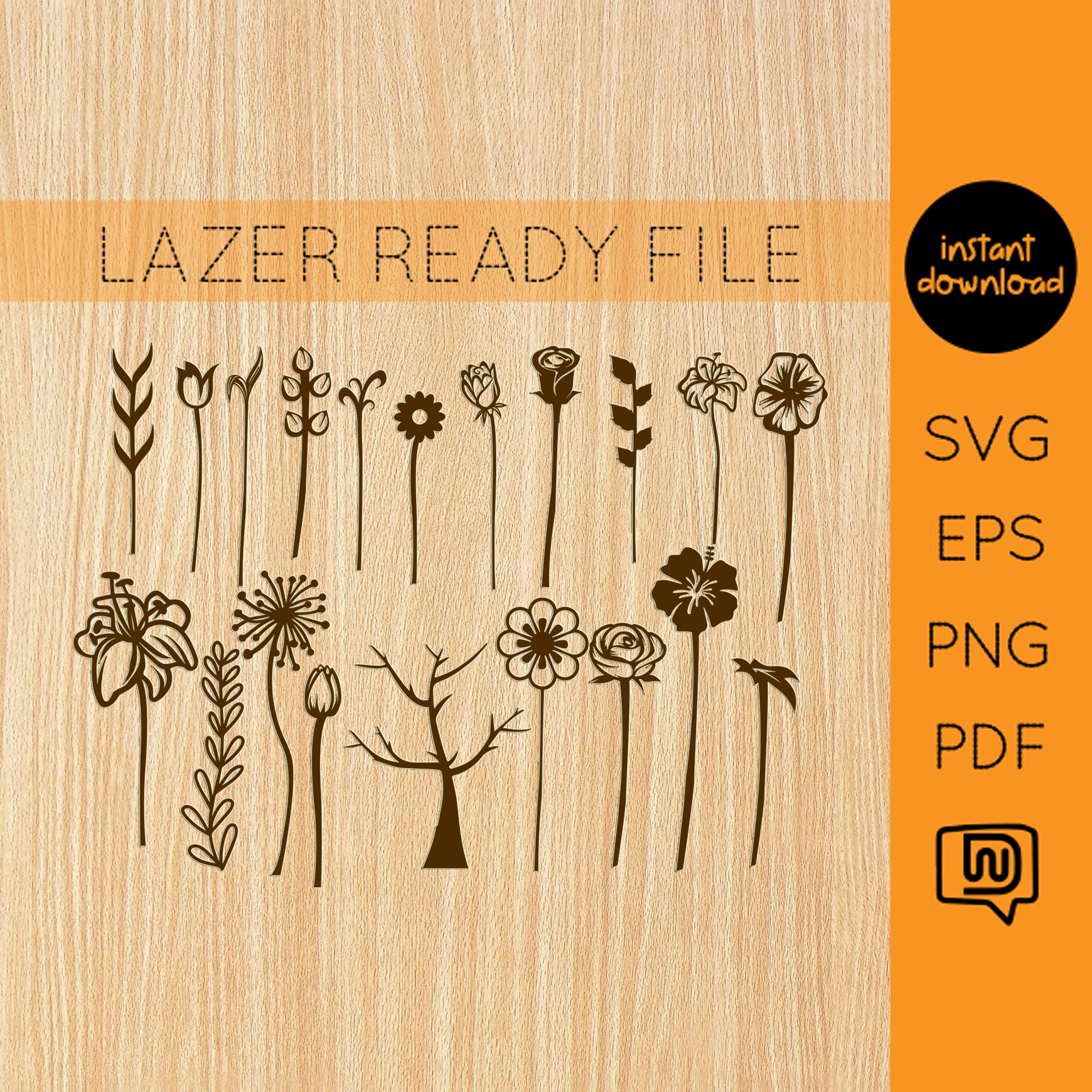 Digital Flowers Cutting File, Flowers Bouquet, Bundle Floral Instant ...
