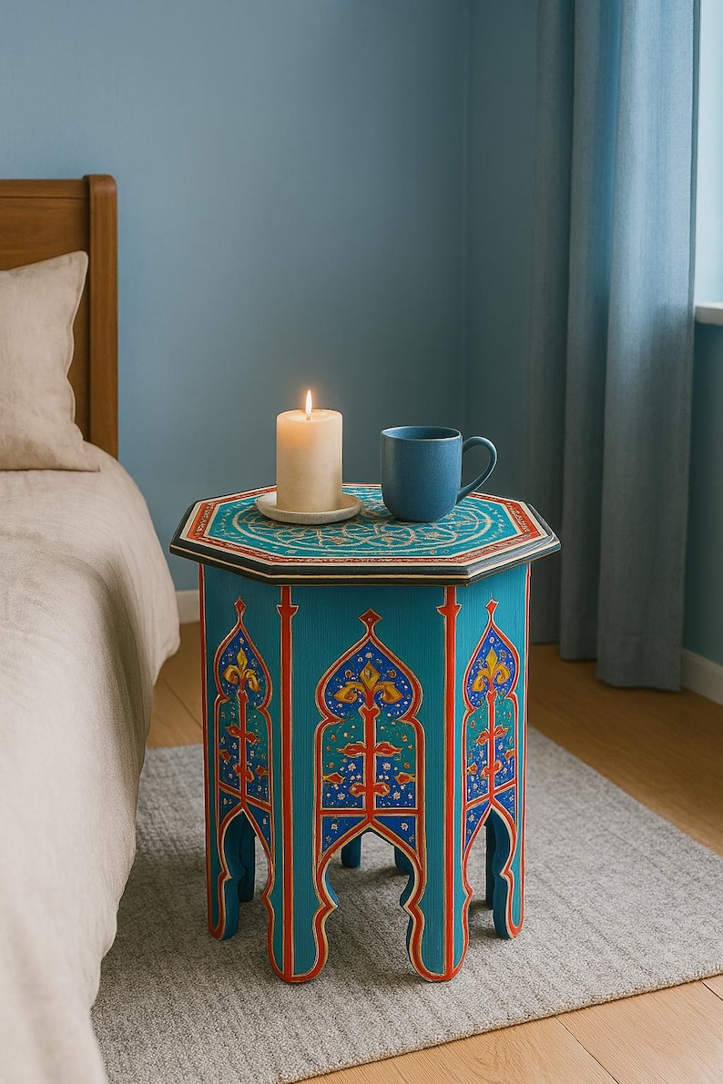 Handmade Side Table – Hand-painted With Traditional Art From Old Medina ...