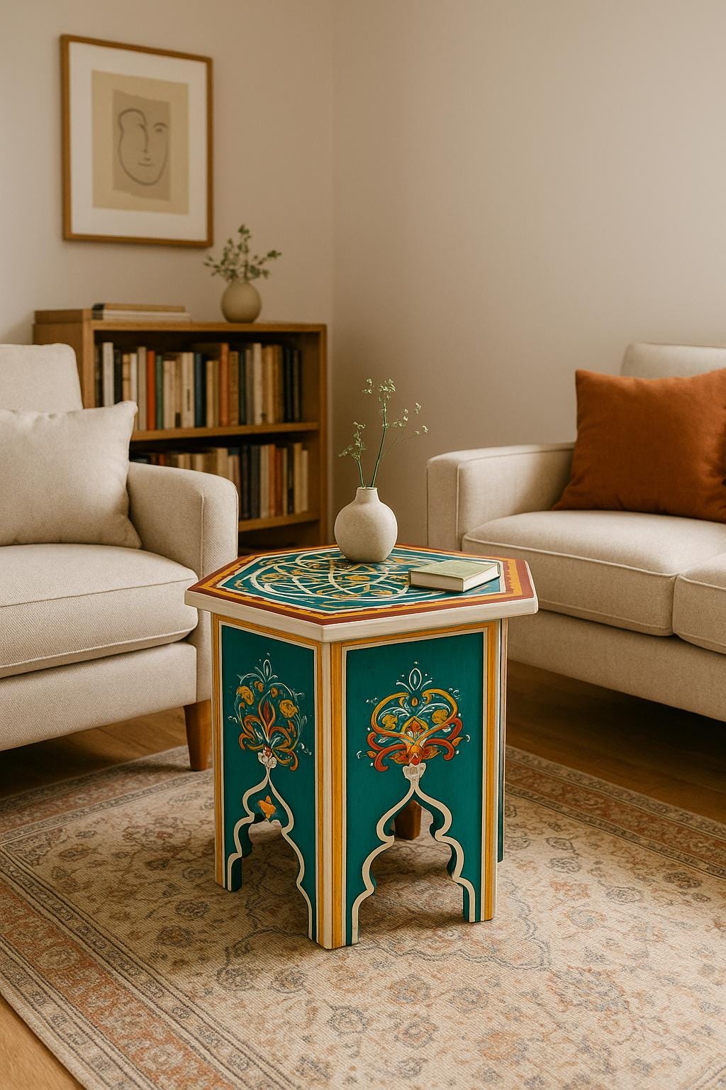 Handmade Side Table – Hand-painted With Traditional Art From Old Medina ...
