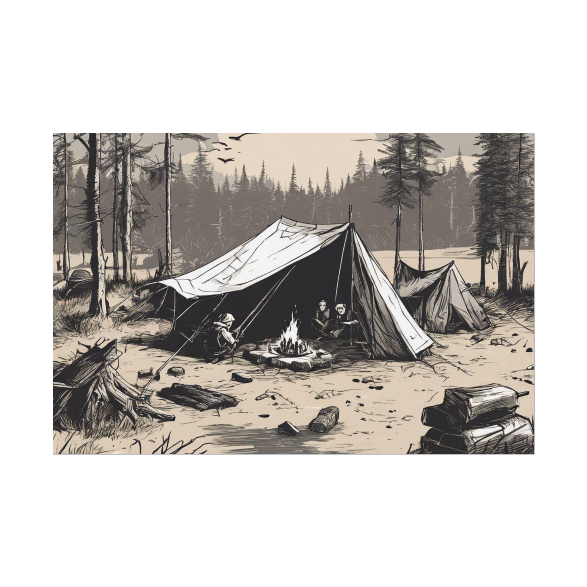 Survival Camp Rolled Poster Adventure Awaits With Stunning Outdoor Art ...