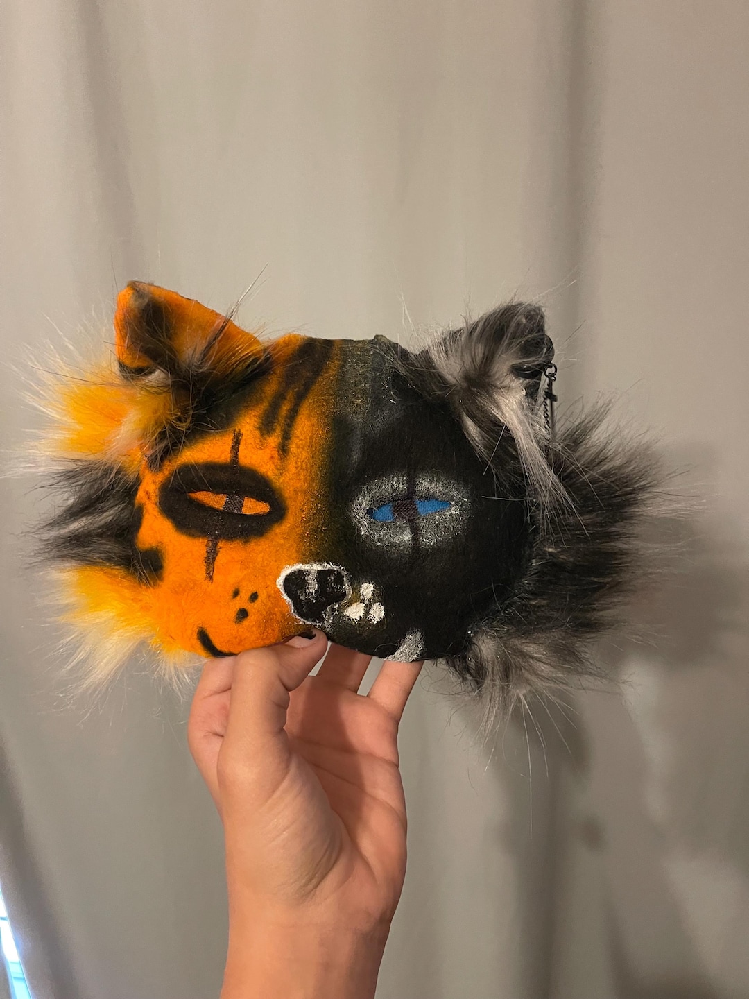 Half Black-half Orange Tabby Cat Therian Mask! This Mask is Made With ...