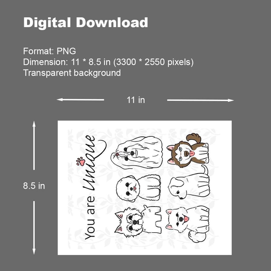 You Are Unique | Dog Profiles Card, Pet Hand Drawing, Siberian Husky ...