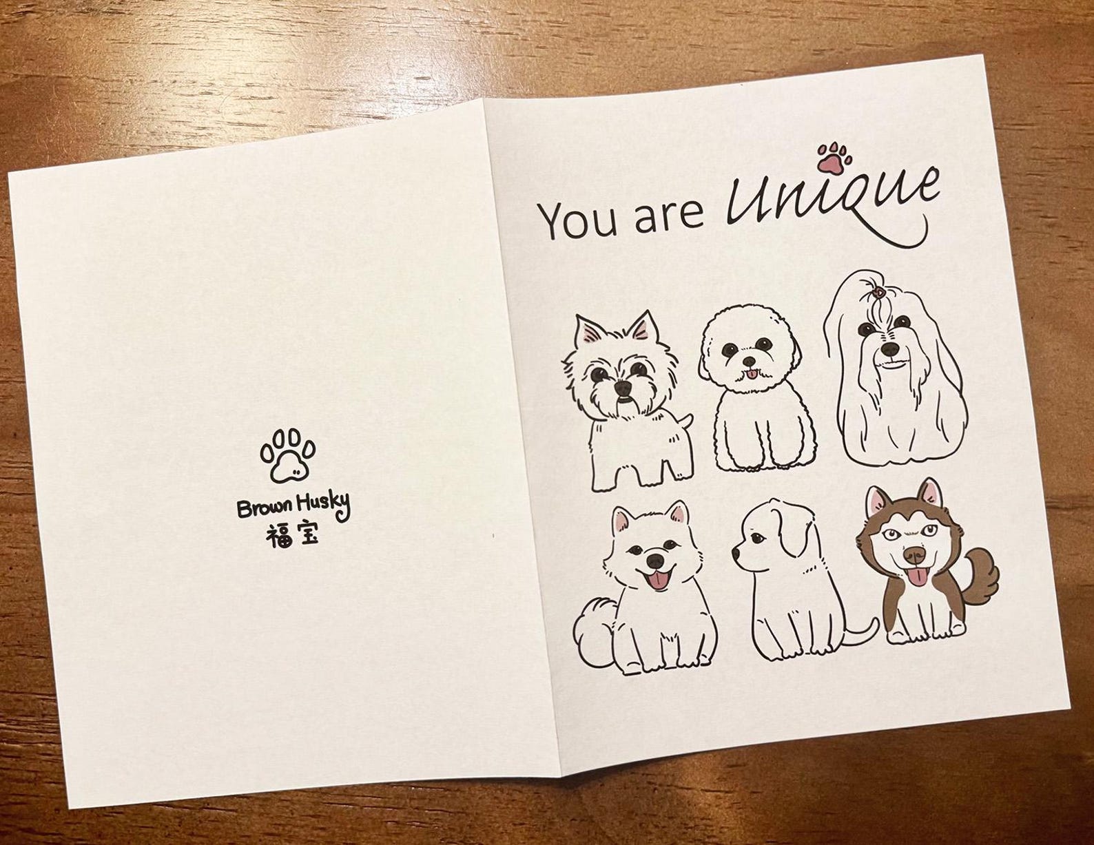 You Are Unique | Dog Profiles Card, Pet Hand Drawing, Siberian Husky ...