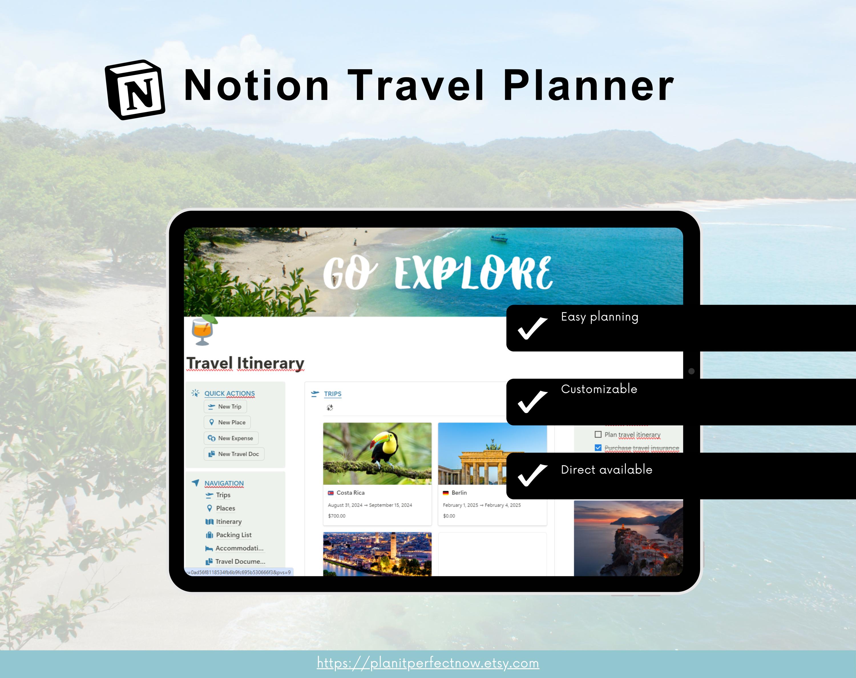 Travel Planner Notion Template - Tracker for Your Trips With ...