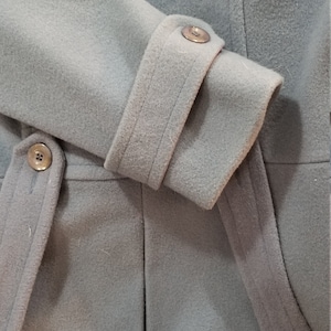 Vintage Union-made Sky Blue Wool Double Breasted Trench Coat Trimmed ...