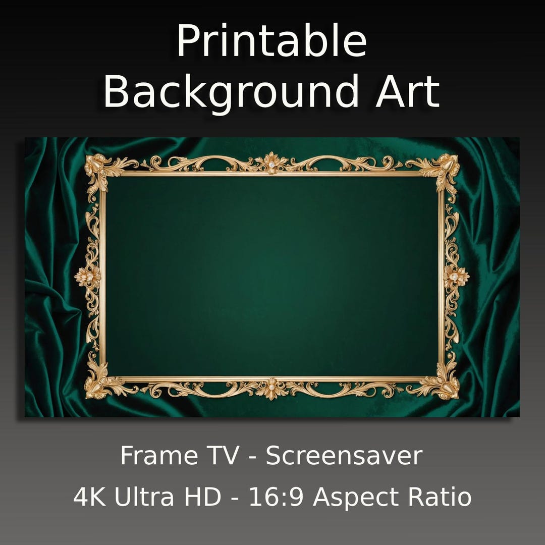 Blank Green Velvet With Classic Gold Frame for Graphic Designs ...