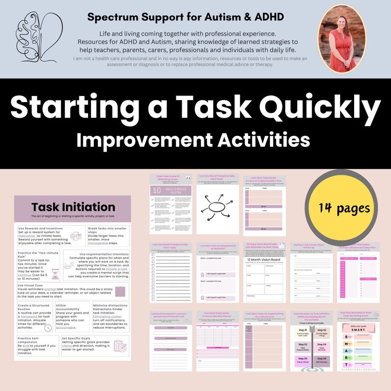 Executive Functioning Activities Task Initiation Therapy Worksheets ...